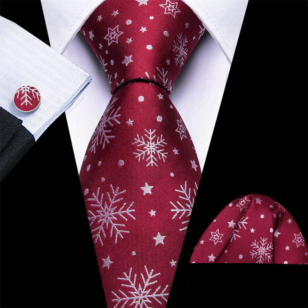 Barry Wang Neck Tie Red Christmas Suit Best Ties for Men Silk Tie Set