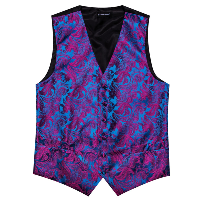 Barry Wang Purple Vest Necktie Set Mens Silk Paisley Vest FormalStyle