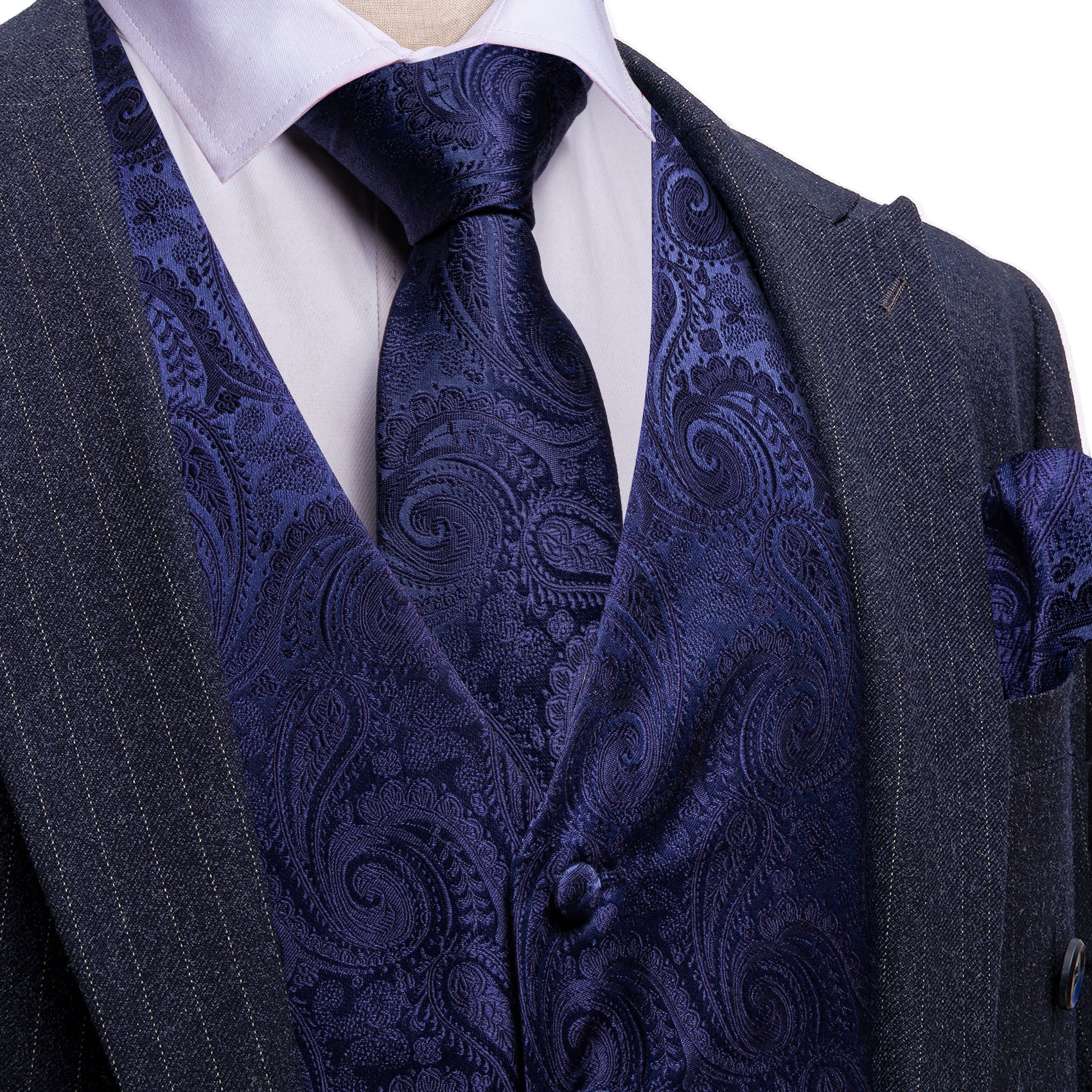 Barry Wang Mens Suit Vest Party Wedding Waistcoat Tie Set Silk Vest