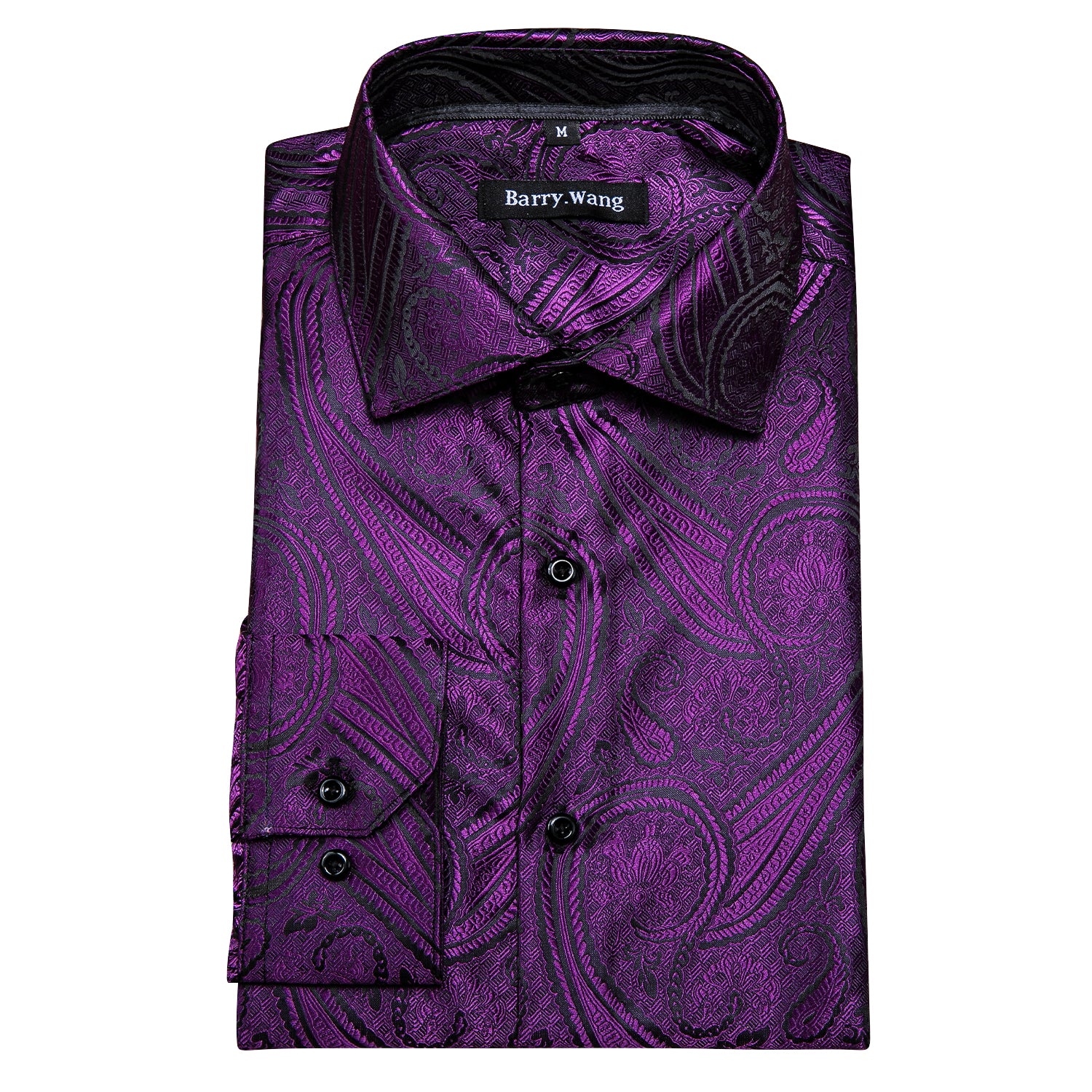 Barry Wang Button Down Shirt Men's Purple Paisley Long Sleeve Shirt – Barry. Wang