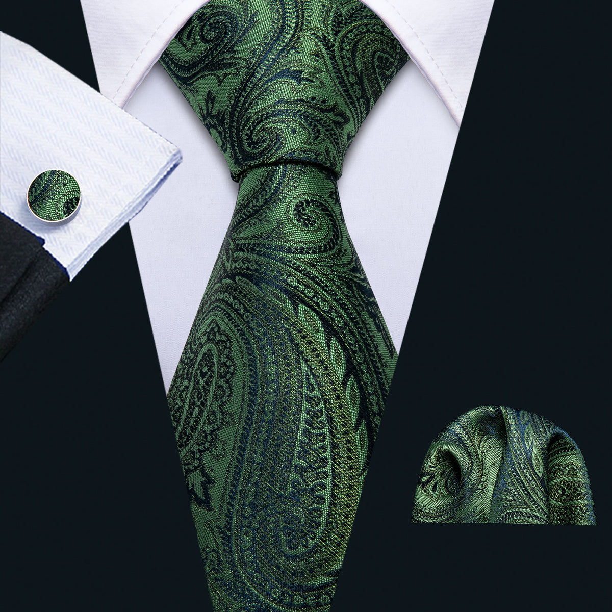 Mens Green Necktie Set Collection – Office & Wedding Ties