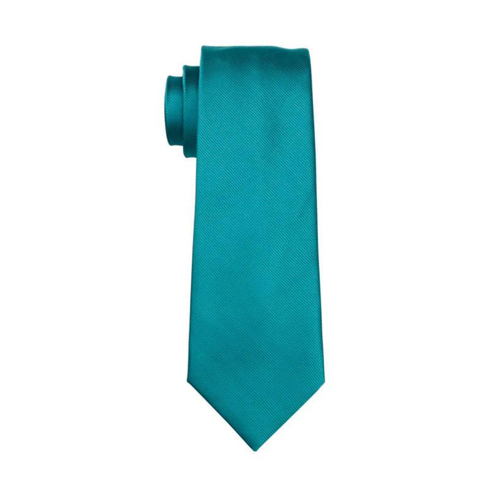 Barry. Wang Teal Necktie Men Cyan Green Striped Tie Hanky Cufflinks Se