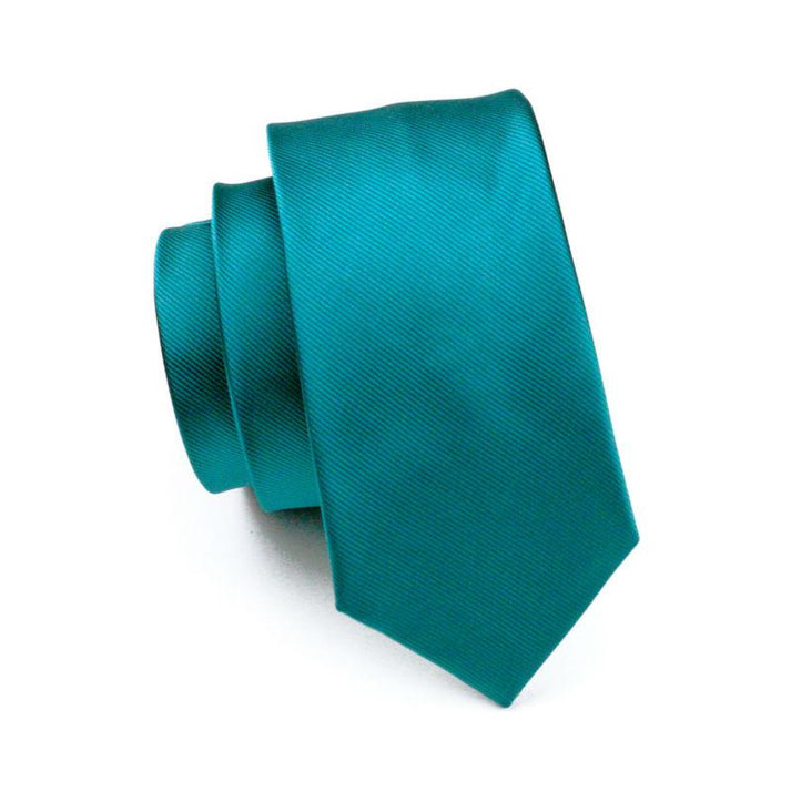 Barry. Wang Teal Necktie Men Cyan Green Striped Tie Hanky Cufflinks Se